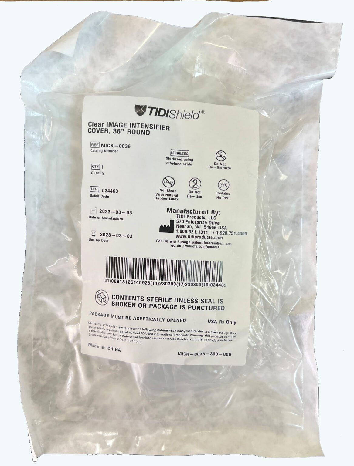 Tidi Shield Dome Bag 36" round Clear Image Intensifier | Wells Johnson ...